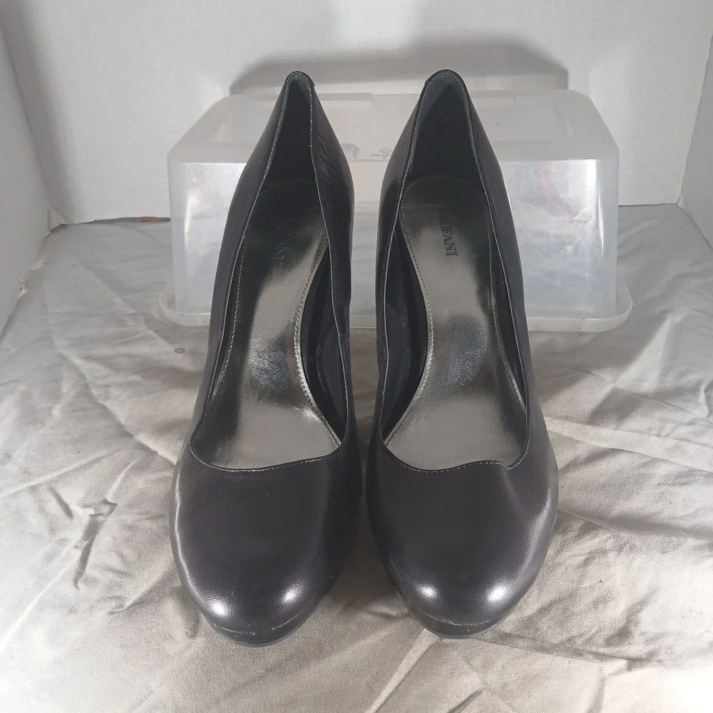 Alfani | Shoes | Alfani Platform Pumps 1m Metallic Black Leather Office ...